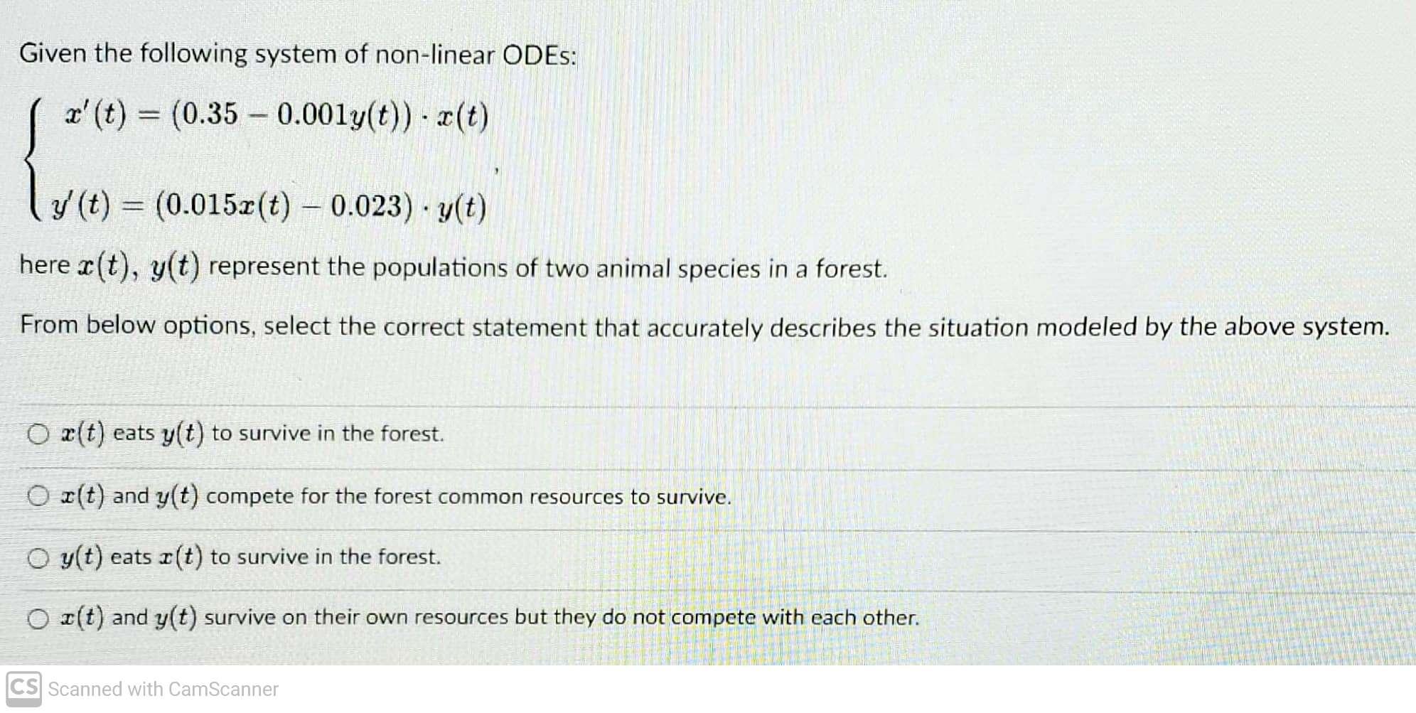 Solved Given the following system of non-linear ODES: z' (t) | Chegg.com
