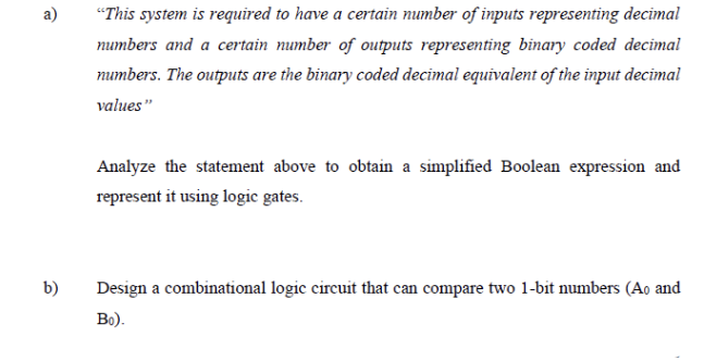 Solved a) "This system is required to have a certain number | Chegg.com