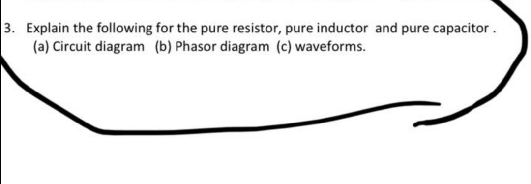 Solved 3. Explain the following for the pure resistor, pure | Chegg.com
