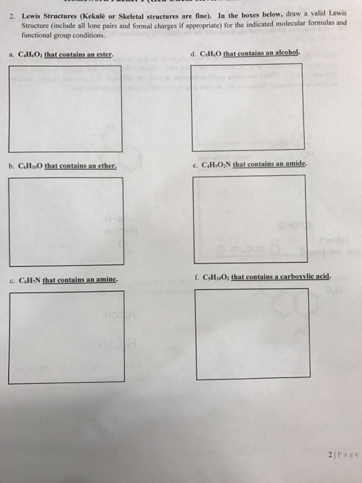 Solved 2. Lewis Structures (Kekulé or Skeletal structures | Chegg.com