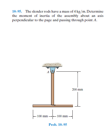 Solved 10-95. The slender rods have a mass of 4 kg/m. | Chegg.com