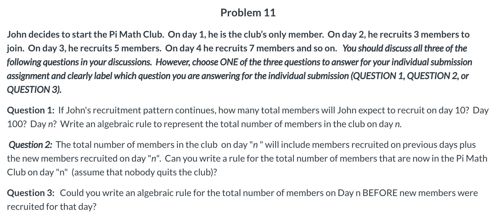 Solved Problem 11 John decides to start the Pi Math Club. On | Chegg.com