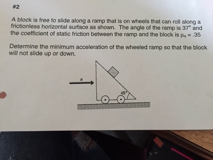 Solved A block is free to slide along a ramp that is on | Chegg.com