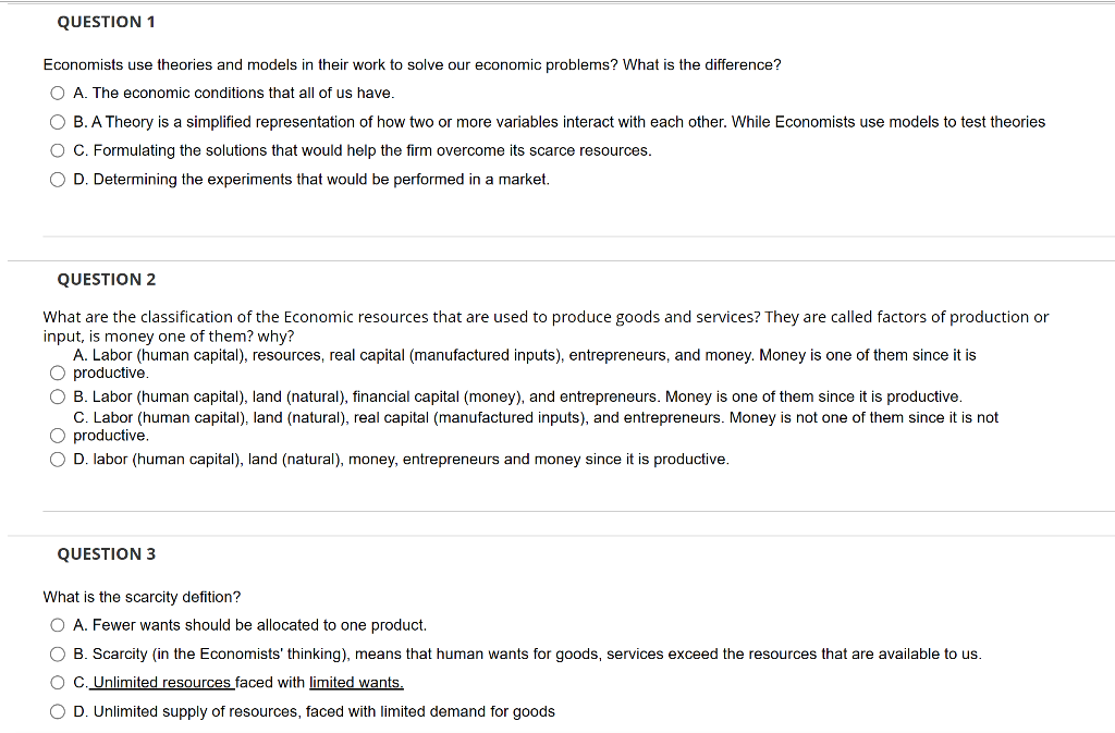 Solved Economists use theories and models in their work to | Chegg.com
