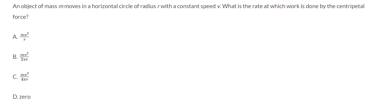 Solved An object of mass m moves in a horizontal circle of | Chegg.com