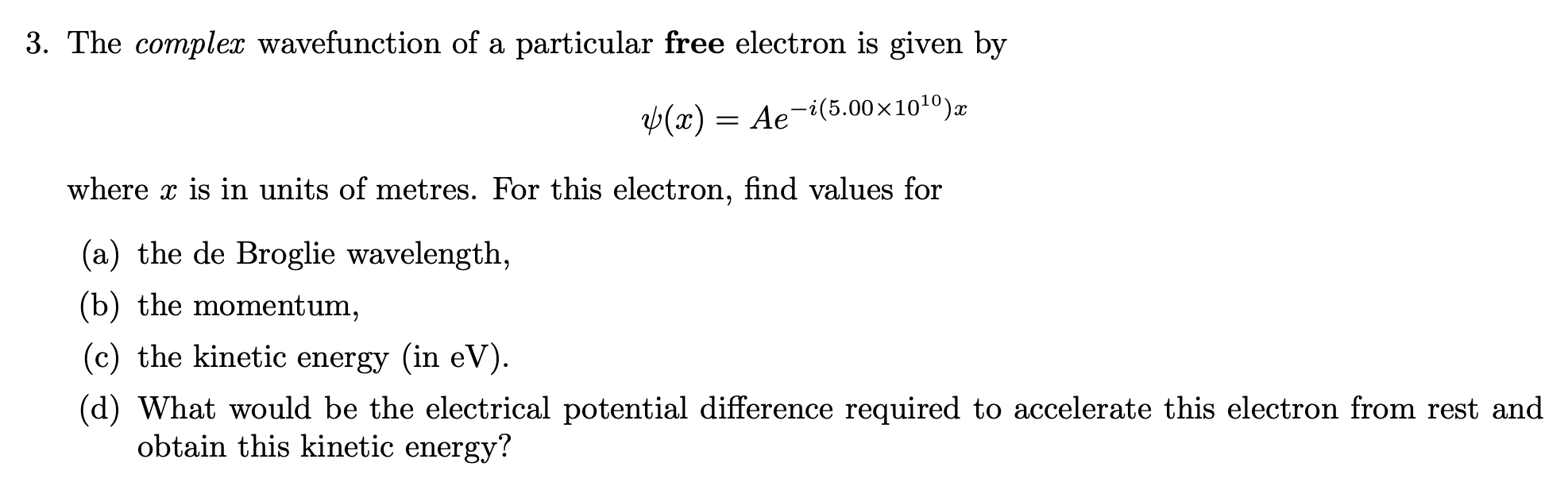 Solved 3. The complex wavefunction of a particular free | Chegg.com