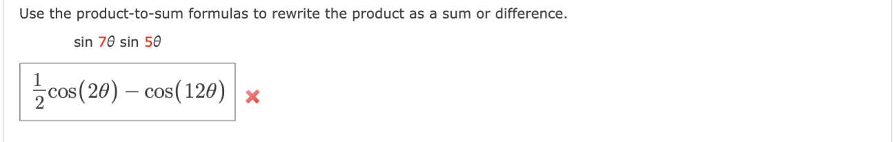 Solved Use the product-to-sum formulas to rewrite the | Chegg.com