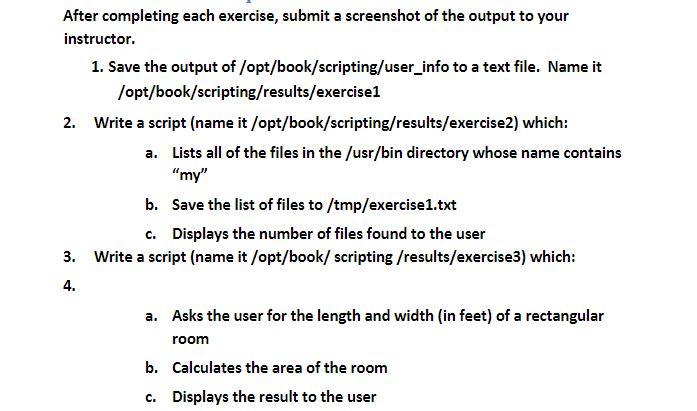 Solved After completing each exercise, submit a screenshot | Chegg.com