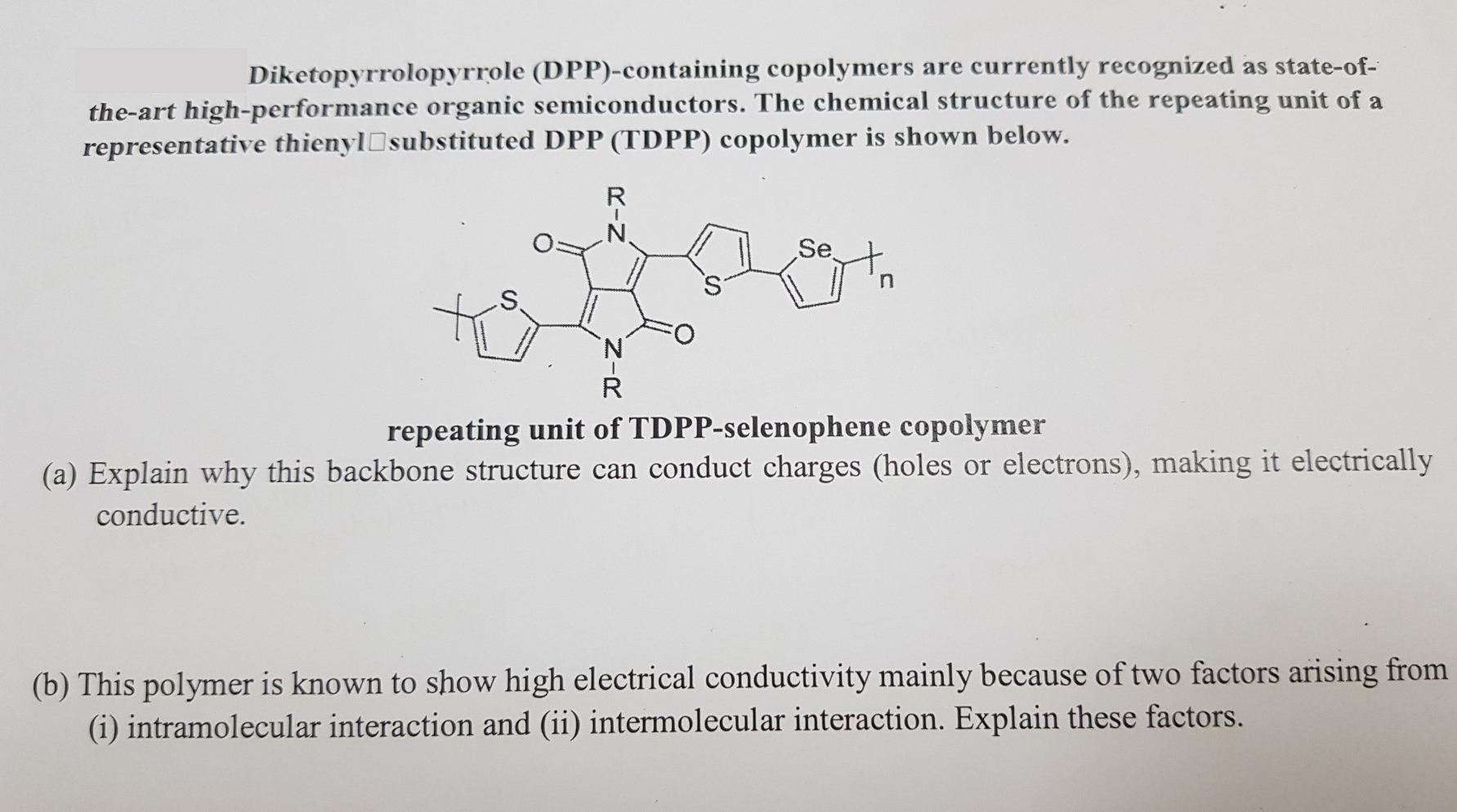 Solved Diketopyrrolopyrrole(DPP)-containing copolymers are | Chegg.com