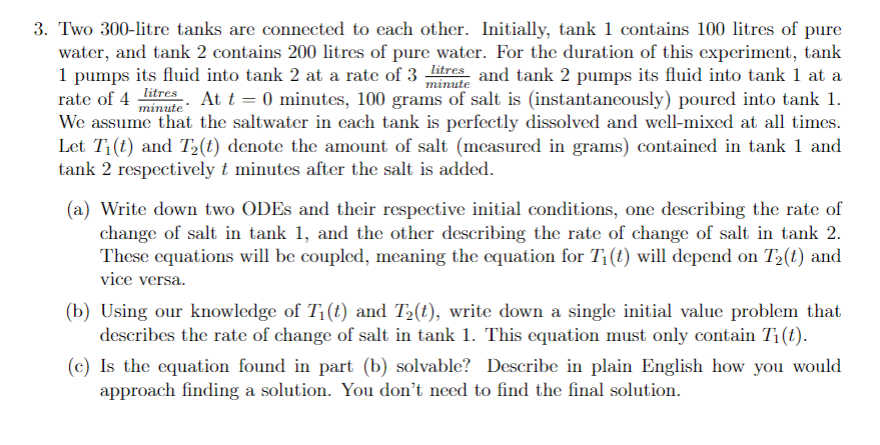 Solved Two 300-litre tanks are connected to each other. | Chegg.com