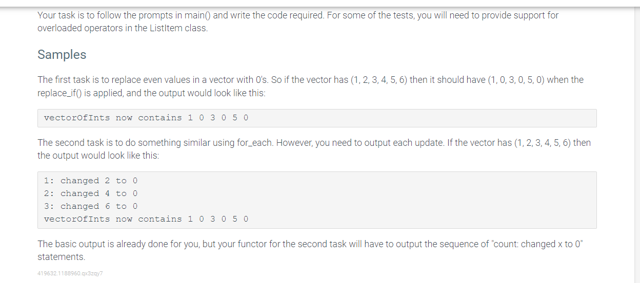 Solved tor_each() Complete main() using algorithms from the | Chegg.com