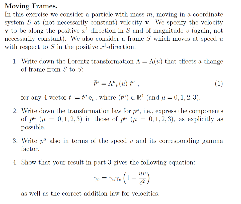Solved Moving Frames. In this exercise we consider a | Chegg.com