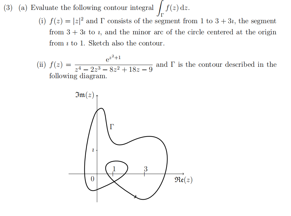 Solved (3) (a) Evaluate the following contour integral [ƒ(2) | Chegg.com