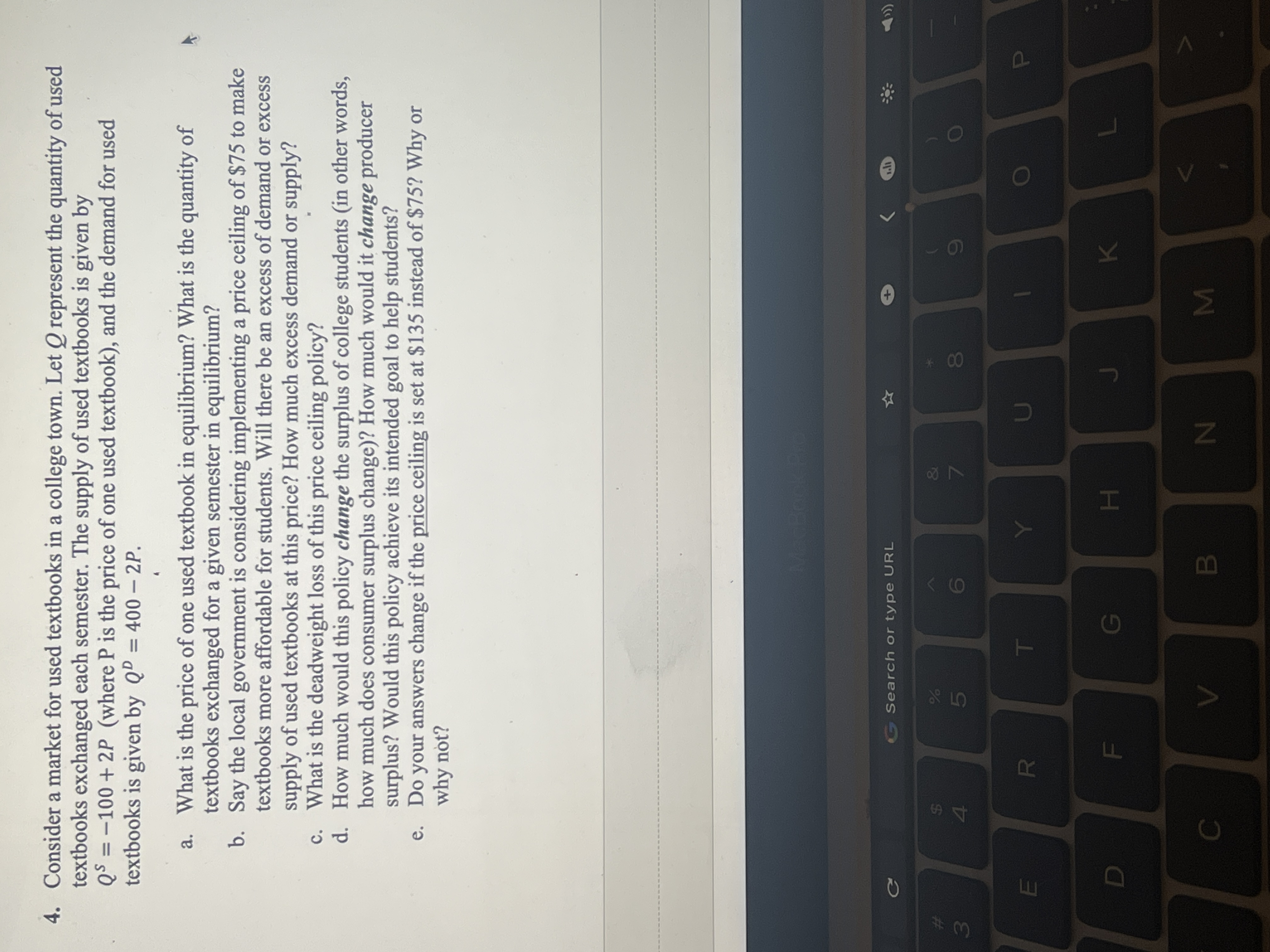 Solved 4. Consider a market for used textbooks in a college | Chegg.com