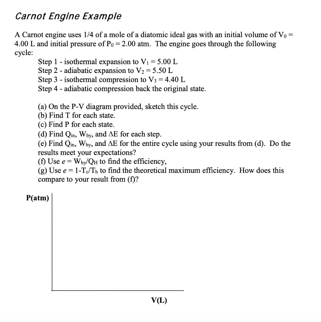 Solved Carnot Engine Example A Carnot engine uses 1/4 of a | Chegg.com