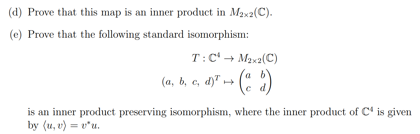 Exercise 20. We define an inner product on a complex | Chegg.com