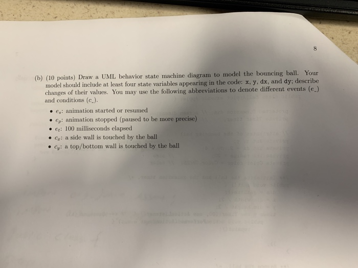Solved (b) (10 points) Draw a UML behavior state machine | Chegg.com