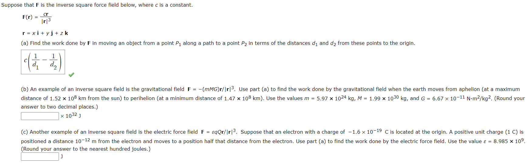 Solved Suppose that F is the inverse square force field | Chegg.com