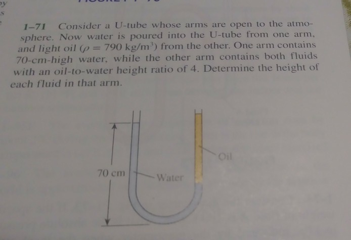 Solved 1-71 Consider a U-tube whose arms are open to the | Chegg.com
