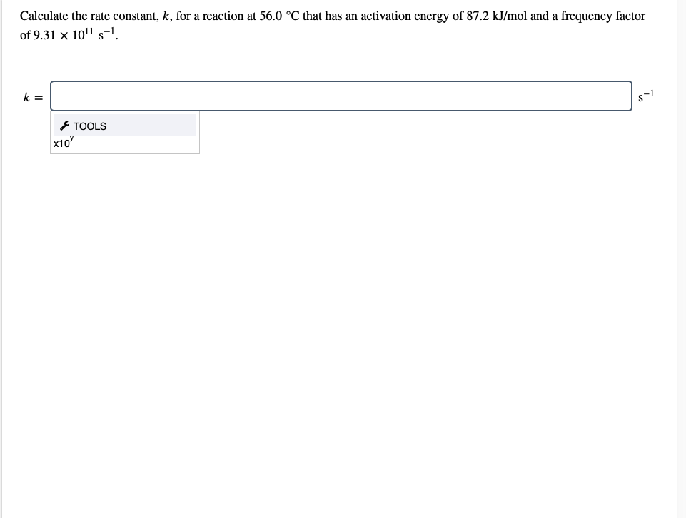 Solved Calculate the rate constant, k, for a reaction at | Chegg.com