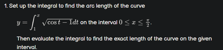 Solved 1. Set up the integral to find the arc length of the | Chegg.com