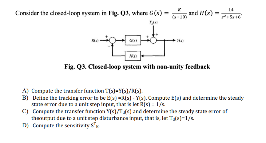 Solved Consider the closed-loop system in Fig. Q3, where | Chegg.com