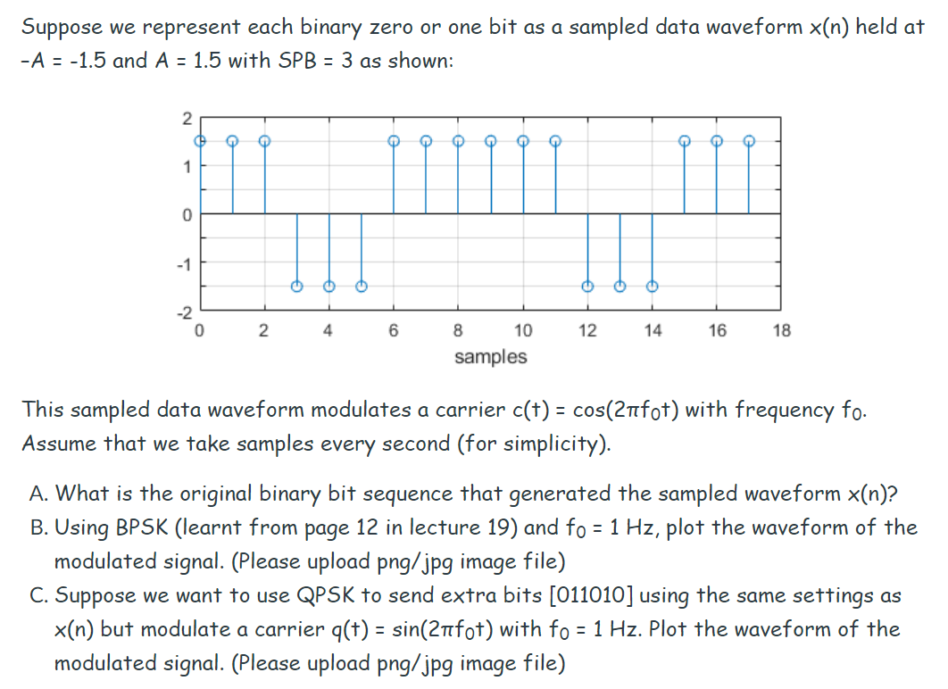 Solved Suppose we represent each binary zero or one bit as a | Chegg.com