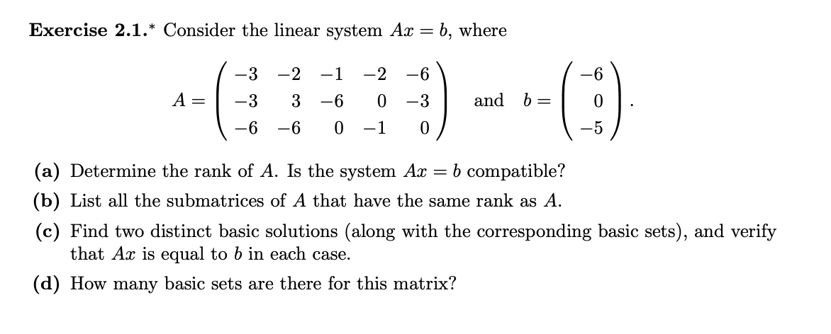 Solved Exercise 2.1.* Consider the linear system Ax=b, where | Chegg.com