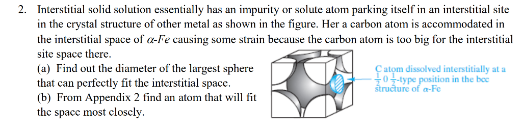 2. Interstitial solid solution essentially has an | Chegg.com