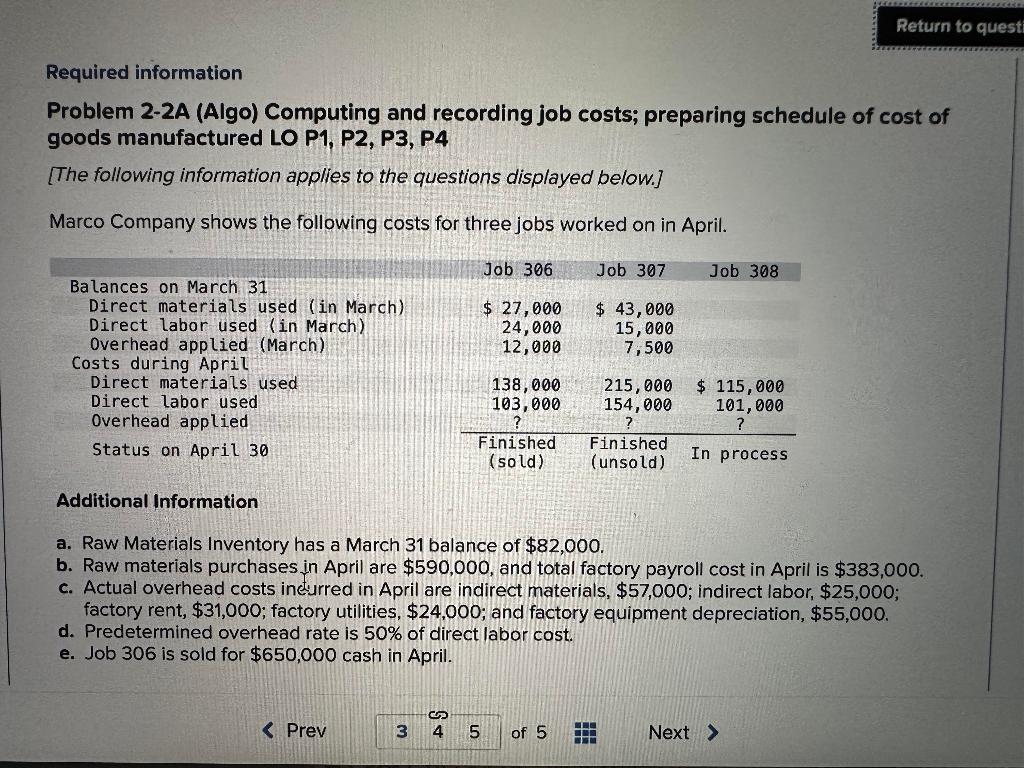 Solved Required information Problem 2-2A (Algo) Computing | Chegg.com Solved Required information Problem 2-2A (Algo) Computing | Chegg.com