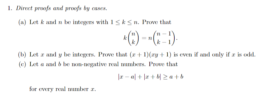 Solved Direct proofs and proofs by cases. (a) Let k and n be | Chegg.com