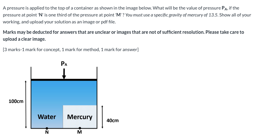 Solved A pressure is applied to the top of a container as | Chegg.com