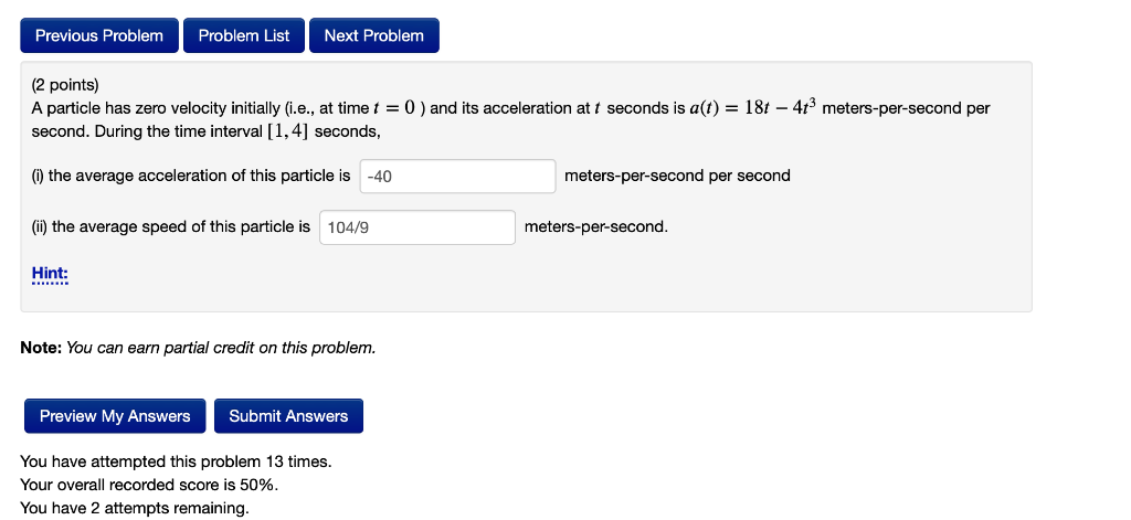 Solved Previous Problem Problem List Next Problem 2 points) | Chegg.com