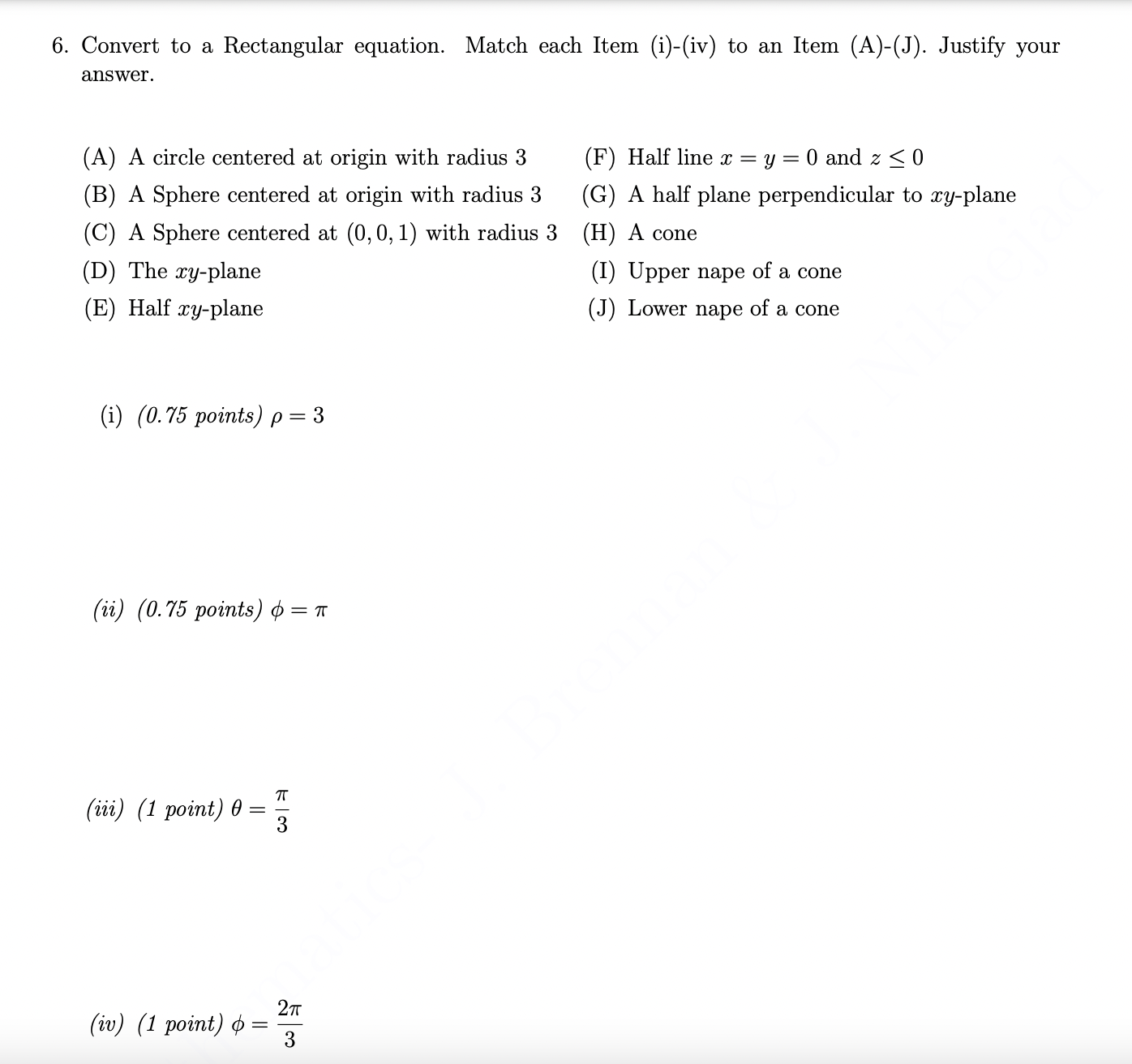 Solved 3. Convert to a Rectangular equation. Match each Item | Chegg.com