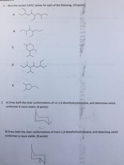 Solved Give the correct IUPAC names for each of the | Chegg.com