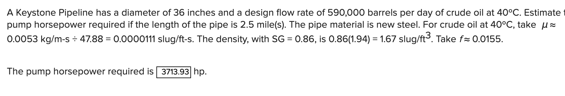 Solved A Keystone Pipeline has a diameter of 36 inches and a | Chegg.com