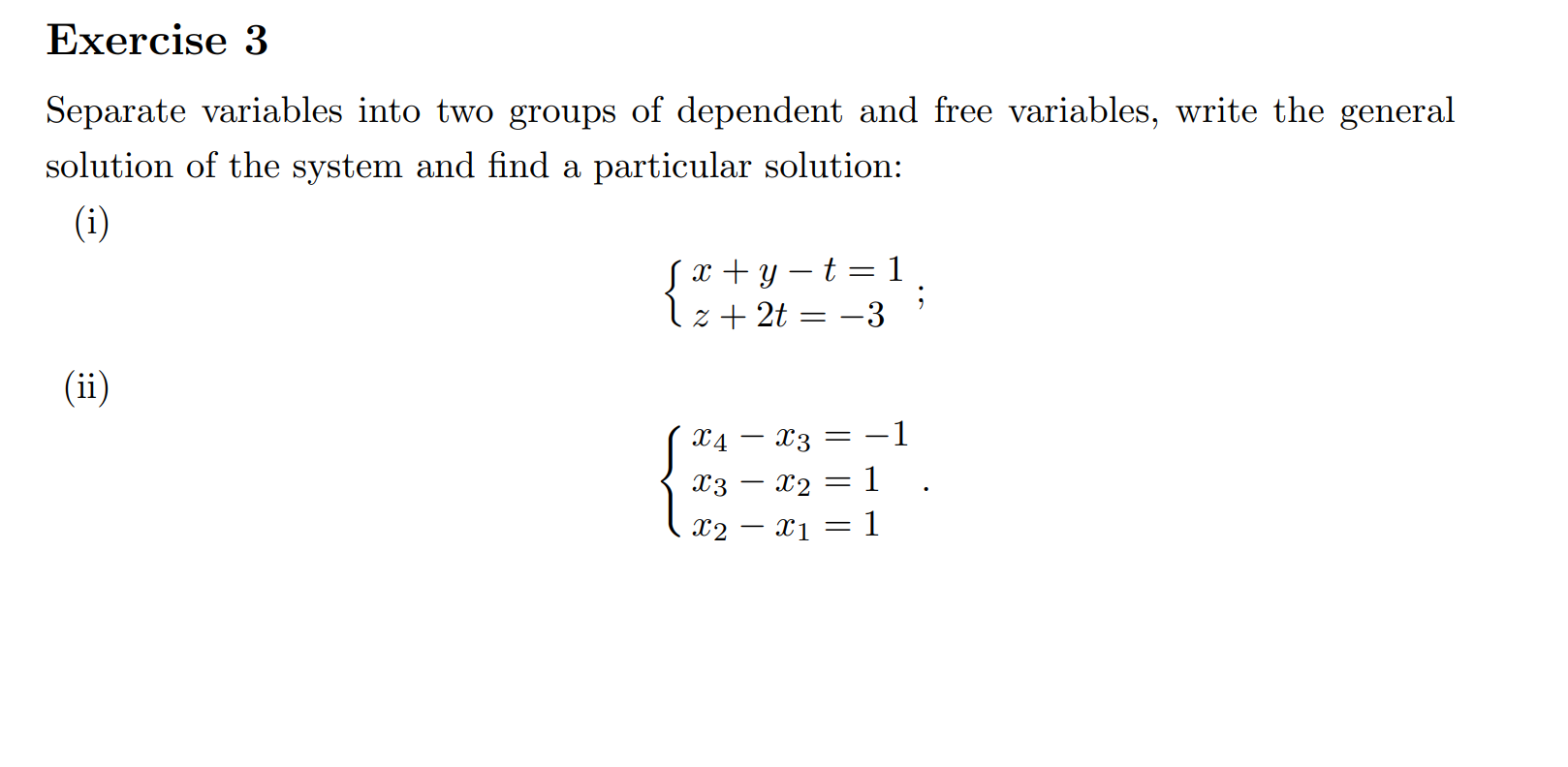 Solved Exercise 3Separate variables into two groups of | Chegg.com