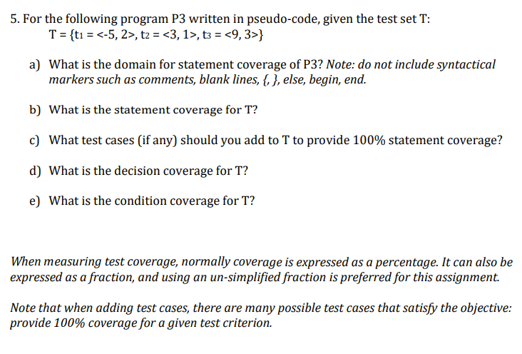Solved 5. For the following program P3 written in | Chegg.com