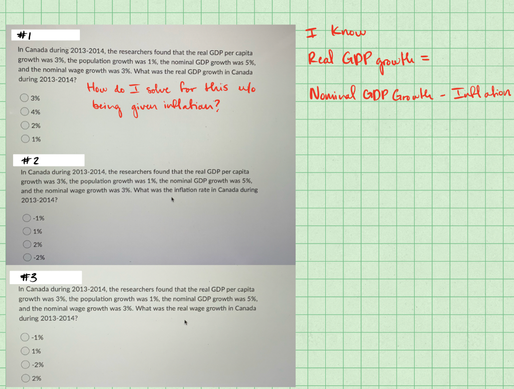 Solved I know Real GDP growth = #1 In Canada during | Chegg.com