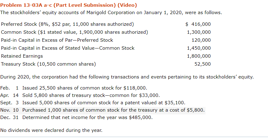 Solved Problem 13-03A a-c (Part Level Submission) (Video) | Chegg.com