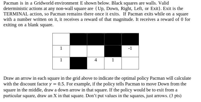 [Solved]: I need help drawing a gridworld problem: Pacman