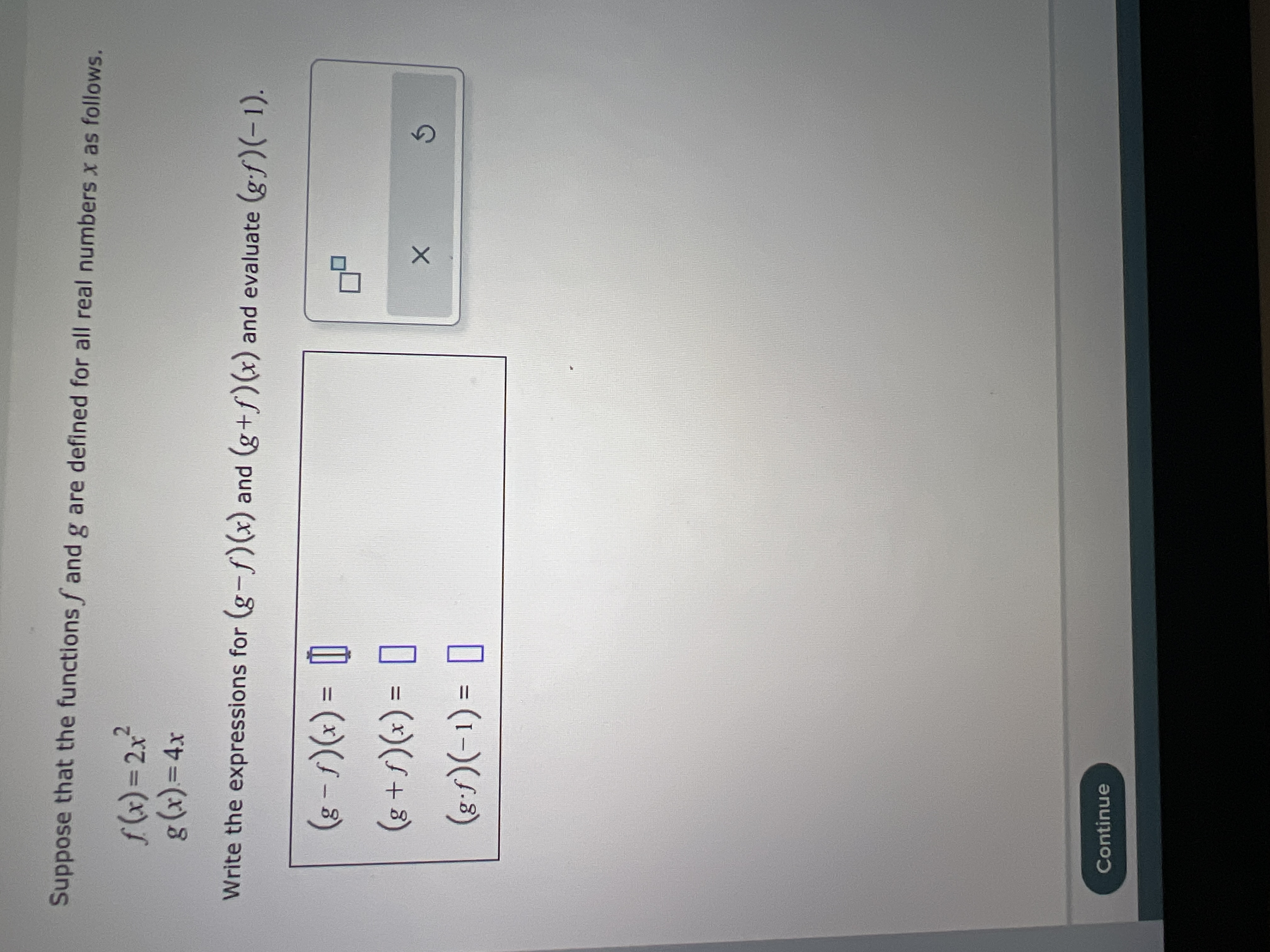 Solved Suppose that the functions f and g are defined for | Chegg.com