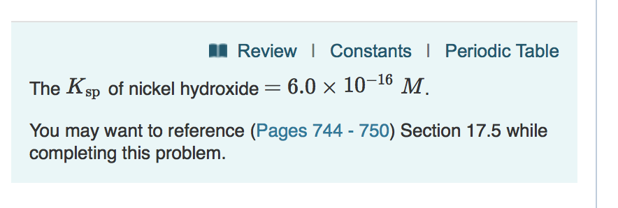 Solved Review| Constants| Periodic Table The Ksp of nickel | Chegg.com