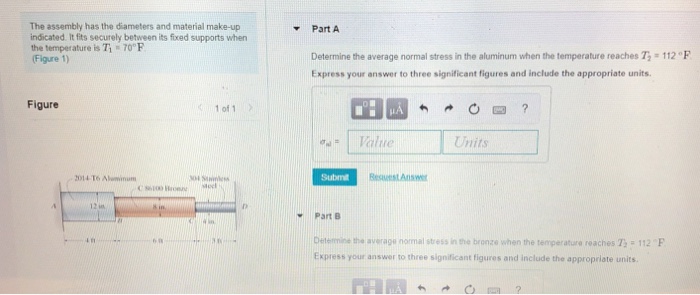 Solved The assembly has the diameters and material make-up | Chegg.com