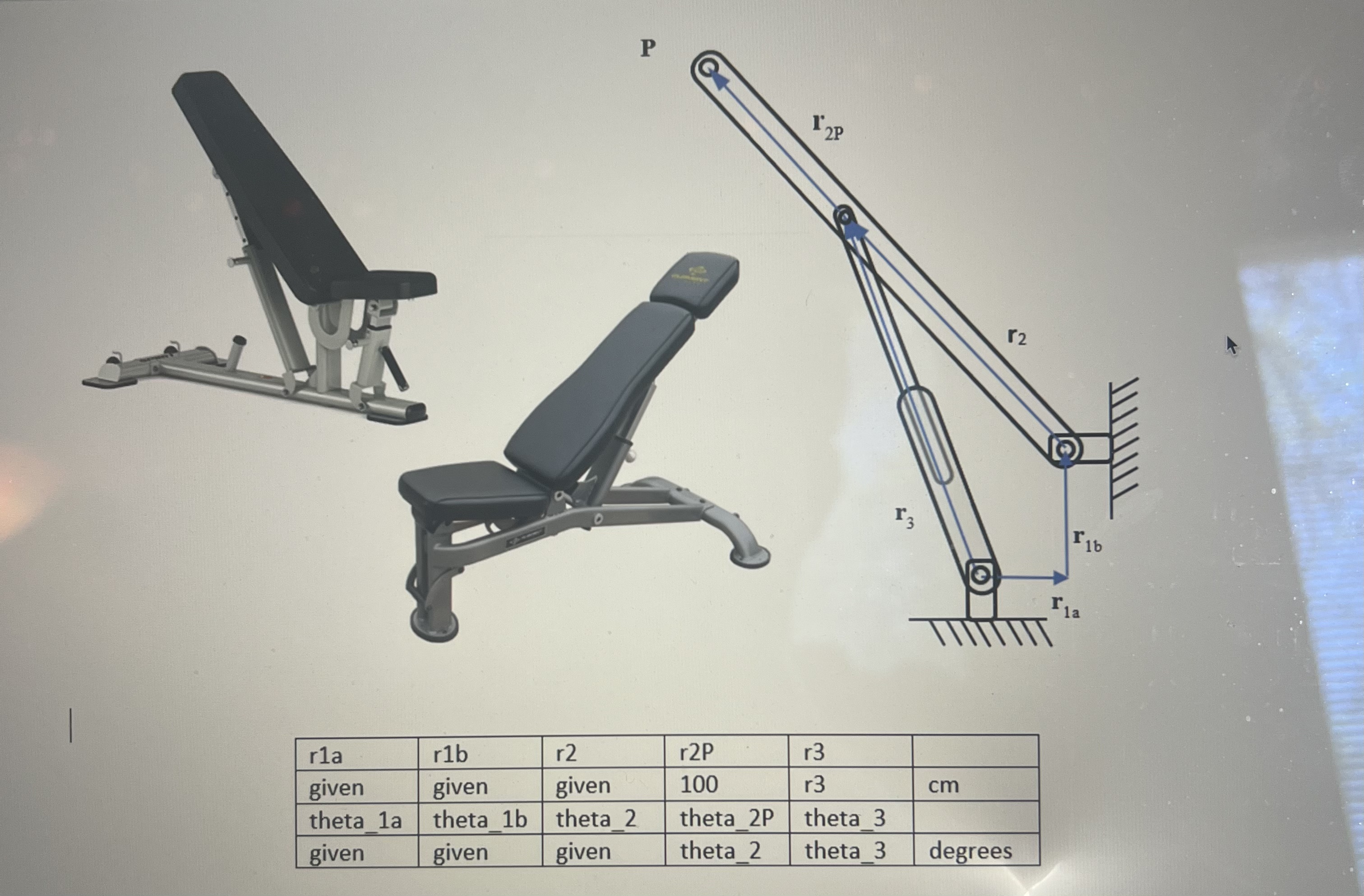 Solved An adjustable exercise bench shown in the picture, | Chegg.com
