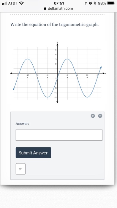 Solved "il AT&T? 07:51 ? deltamath.com Write the equation of | Chegg.com