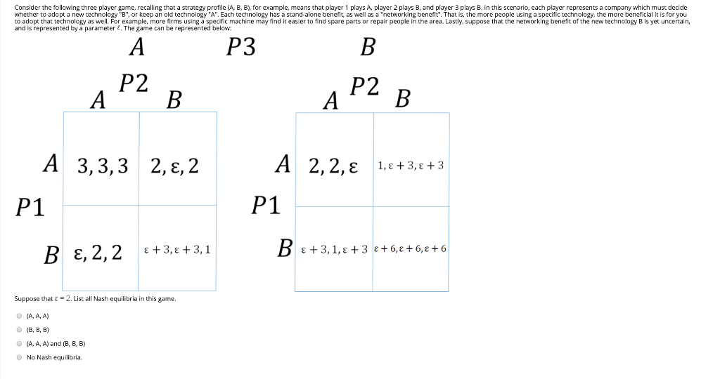 Consider the following three player game, recalling | Chegg.com