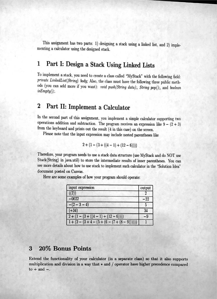 Solved This assignment has two parts: 1) designing a stack | Chegg.com