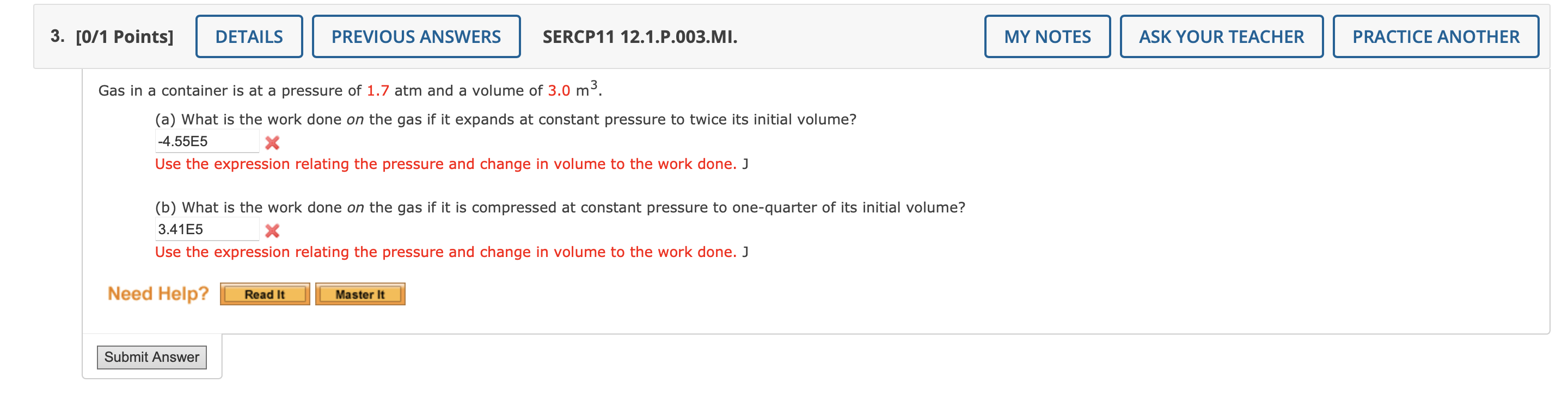 Solved Gas in a container is at a pressure of 1.7 atm and a | Chegg.com