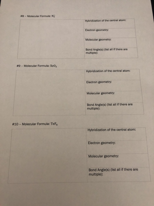 Solved #8-Molecular Formula: Ni Hybridization of the central | Chegg.com